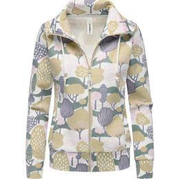 Sweatjacke Ragwear "Sweatjacke Ronette Print", Damen, Gr. M, beige (ivory), Obermaterial: 70% Baumwolle CO. 30% Polyester PES., Sweatjacken Sweatjacke