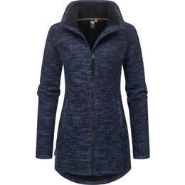 Kapuzensweatjacke Ragwear "Strickjacke Miram Melange", Damen, Gr. XL, blau (navy), Obermaterial: 56% Baumwolle CO. 44% Polyester PES. Futter: 100% Polyester PES., Sweatjacken Kapuzensweatjacke