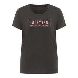 Kurzarmshirt Mustang "Damen Style Alma", Damen, Gr. XS, schwarz, Jersey, 100% Baumwolle, Rundhals, Shirts Kurzarmshirt