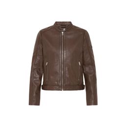 Lederjacke oxmo "Lederjacke OXDenise", Damen, Gr. 38, braun (chestnut), Obermaterial: 100% Lederfaserstoff LEAFIBTEX., Jacken Lederjacke