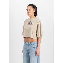 T-Shirt Alpha Industries "Basic T-Shirt BL Cropped PP W", Damen, Gr. S, organic beige, Obermaterial: 100% Baumwolle, Shirts T-Shirt