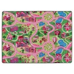 Kinderteppich "Spielteppich SWEET CITY, Made in Belgium", bunt, B:160cm H:5mm L:200cm, Polyamid, PRIMAFLOR-IDEEN IN TEXTIL, Teppiche, Kinderteppich, Stra&szlig;en-Teppich, Stra&szlig;enbreite ca. 9 cm, Kinderzimmer