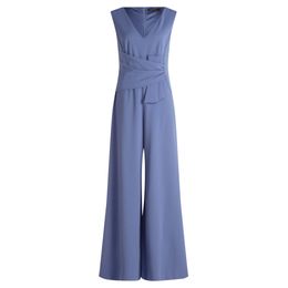 Jumpsuit Vera Mont "Jumpsuit mit weitem Bein", Damen, Gr. 46, EURO, blau (tansanit blau), Obermaterial: 95% Polyester PES. 5% Elasthan EL., Overalls Jumpsuit