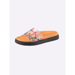 Pantolette Heine, Damen, Gr. 42, orange, bunt, Synthetik, Schuhe Pantolette