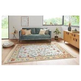 Teppich Hanse Home "Orient Flowers" Gr. 6, beige (beige, creme), B:195cm H:5mm L:300cm, Viskose, Teppiche, Teppich, Kurzflor mit Fransen, Orient, Wohnzimmer, Schlafzimmer, Esszimmer