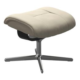 Fu&szlig;hocker stressless "Mayfair", beige (cream batick), B:55cm H:41cm T:39cm, Leder BATICK: BATICK ist ein leicht korrigiertes, durchgef&auml;rbtes und genarbtes M&ouml;belleder, bei dem die meisten Unebenheiten und Spuren in der Regel entfernt wurden., Hocker, Fu&szlig;hocker, mit Cross Base, Gr&ouml;&szlig;e S, M & L, Holzakzent Schwarz