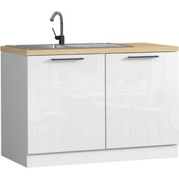 Sp&uuml;lenschrank KOCHSTATION "Luna, Unterschrank f&uuml;r Sp&uuml;le, K&uuml;chensp&uuml;lenschrank, Made in Italy", wei&szlig; hochglanz, wei&szlig; matt, B:120cm H:85cm T:60cm, Schr&auml;nke, Sp&uuml;lenschrank, B/T/H: 120&times;60&times;85 cm, inklusive Einbausp&uuml;le und Siphon