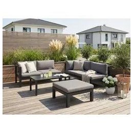 Gartenlounge-Set Konifera "Dubai", grau (anthrazit), Aluminium, Sitzm&ouml;bel-Sets, Ecklounge, Tisch 100x59 cm, Aluminium