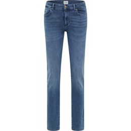Slim-fit-Jeans Mustang "Damen Style Crosby Relaxed Slim", Damen, Gr. 28, L&auml;nge 30, 702 mittelblau, Denim/Jeans, 74% Baumwolle, 23% Polyester, 3% Elasthan, unifarben, slim fit, Jeans Slim-fit-Jeans