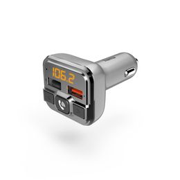 Hama Bluetooth-Adapter "Bluetooth FM-Transmitter f&uuml;r Autoradio Freisprecheinrichtung 2x USB", grau, B:9cm H:4cm T:19,5cm, Adapter, Bluetooth-Adapter