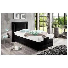 Boxbett, schwarz, B:104cm L:214cm, Bezug der Obermatratze: 100% Polyester, abnehmbar und waschbar bis 60C;Box und Kopfteil: Mikrovelours (100% Polyester), Westfalia Schlafkomfort, Komplettbetten, Boxspringbett, mit Motor