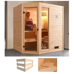Sauna Weka "Valida Eck 1", beige (natur), ohne Ofen, (ohne Ofen), Saunen, Sauna, ohne Ofen