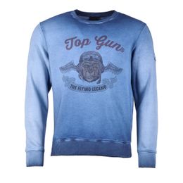 Sweatshirt Top Gun "Sweatshirt Smoking Monkey TG20191034", Herren, Gr. S, blau, Obermaterial: 100% Baumwolle CO., Sweatshirts Sweatshirt
