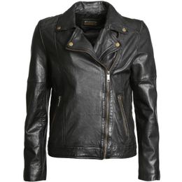 Bikerjacke JCC "Lederjacke 447", Damen, Gr. 42, schwarz, Obermaterial: 100% Lammnappaleder LANA. Futter: 100% Baumwolle CO., Jacken Bikerjacke