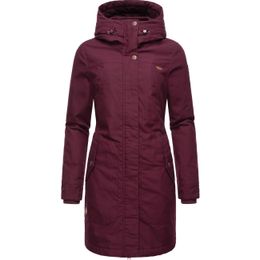 Wintermantel Ragwear "Wintermantel Jannisa", Damen, Gr. XL, rot (wine rot), Obermaterial: 65% Polyester PES. 35% Baumwolle CO. Obermaterial: Futter: 100% Polyester PES. 100% Polyester PES., M&auml;ntel Wintermantel