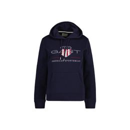 Sweatshirt Gant "Sweatshirt Regular Archive Shield Hoodie", Damen, Gr. XS, blau, Obermaterial: 78% Baumwolle CO. 22% Polyester PES., Sweatshirts Sweatshirt