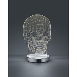 REALITY LEUCHTEN LED Tischleuchte "Skull", grau (chromfarben), 1, H: 21,5cm, 1 Stk., Leuchten, Tischlampe, Totenkopf Design, Acrylplatte, Lichtfarbe einstellbar, LED Tischleuchte