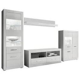 Wohnwand Home Affaire "BIANCO", wei&szlig; (wei&szlig; matt, wei&szlig; mdf hochglanz), B:335cm, Kastenm&ouml;bel-Sets, Wohnwand