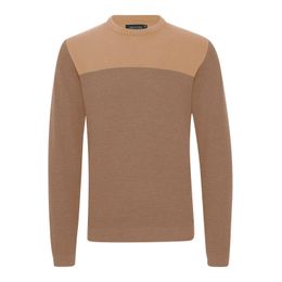 Strickfleece-Pullover INDICODE "Strickpullover IDLabel", Herren, Gr. XXL, beige (cornstalk), Obermaterial: 80% Baumwolle CO. 20% Polyamid PA., Pullover Strickfleece-Pullover