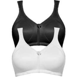 Entlastungs-BH SuSa "2er Pack Entlastungs BH Topsy Plus", Damen, Gr. 90, Cup B, bunt (schwarz wei&szlig;), Stoff, Obermaterial: 78% Polyamid PA. 22% Elasthan EL., BHs Entlastungs-BH