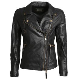 Bikerjacke JCC "Lederjacke 7080", Damen, Gr. 38, schwarz, Obermaterial: 100% Schafsleder sheepskin. Futter: 100% Baumwolle CO., Jacken Bikerjacke