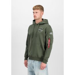 Hoodie Alpha Industries "Space Shuttle Hoodie", Herren, Gr. M, gr&uuml;n (schwarz olive), Obermaterial: 80% Baumwolle, 20% Polyester, regular fit, Sweatshirts Hoodie