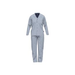 G&ouml;tzburg Schlafanzug G&Ouml;TZBURG "Pyjama", Herren, Gr. S, blau (blau, wei&szlig;), Obermaterial: 100% Baumwolle CO., Homewear-Sets Schlafanzug