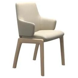 Polsterstuhl stressless "Laurel", beige (cream batick, eiche gekalkt), B:58cm H:92cm T:59cm, Leder BATICK: BATICK ist ein leicht korrigiertes, durchgef&auml;rbtes und genarbtes M&ouml;belleder, bei dem die meisten Unebenheiten und Spuren in der Regel entfernt wurden., St&uuml;hle, Polsterstuhl, Low Back mit Armlehne, Gr&ouml;&szlig;e L, abgerundete Beine in Eiche gekalkt