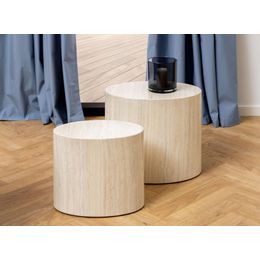 Couchtisch ACTONA GROUP "Mice, Anstelltisch, Sofatisch, TOPSELLER 2er-set, Scandi-Stil", beige (travertin natur), B:33cm H:40cm T:48cm, Tische, Couchtisch, moderne ovale Form (Set, 2 st). in verschiedenen Farben, pflegeleicht