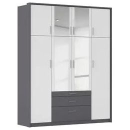 Kleiderschrank Rauch "Schrank Dreht&uuml;renschrank Garderobe Ankleide Schlafzimmer HILDESHEIM", wei&szlig; (graumetallic, alpinwei&szlig;), B:185cm H:231cm T:58cm, Holzwerkstoff, Schr&auml;nke, Kleiderschrank Dreht&uuml;renschrank, oberste Schublade mit praktischer Facheinteilung MADE IN GERMANY