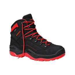 Sicherheitsstiefel Lowa "RENEGADE Work GTX Mid" Gr. 40, schwarz (schwarz, rot), 40, Obermaterial: 100% Rindnubukleder CNU., Schuhe, Sicherheitsstiefel