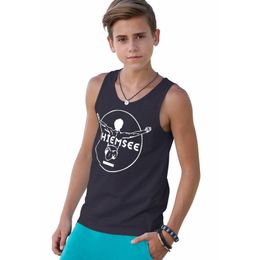 Tanktop Chiemsee "BASIC", Jungen, Gr. 176/182, blau (marine), Jersey, Obermaterial: 100% Baumwolle, bedruckt, Basic, l&auml;ssig geschnitten, Tops Tanktop, mit Logodruck-Druck in Kontrast