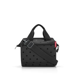 Reisetasche Reisenthel "allrounder cross", glossy dots schwarz, B:22cm H:24cm T:13cm, Polyester, Taschen, Reisetasche, Schultergurt, Rei&szlig;verschlussf&auml;cher, Tragehenkel, Steckf&auml;cher