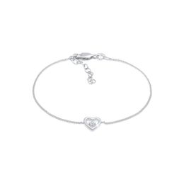 Armkette Elli DIAMONDS "Armband Herz Liebe Romantik Diamant (0.03 ct) 925 Silber" Gr. 160, silber, Armb&auml;nder, Damen, Silber 925 (Sterlingsilber), Armkette