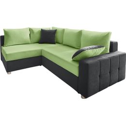 Ecksofa Collection AB "Parma L-Form", grau (grau, gr&uuml;n), B:224cm H:84cm T:161cm, Kunstleder SOFTLUX / Struktur (80% Polyester; 20% Polyacryl);Microfaser PRIMABELLE (100% Polyester);Zierkissen: Jeweils analog des Korpusbezugs (Wendekissen, teilweise im Materialmix);Microfaser PRIMABELLE (100% Polyester) / Struktur (80% Polyester; 20% Polyacryl), Sofas, Ecksofa, mit Bettfunktion und Federkern