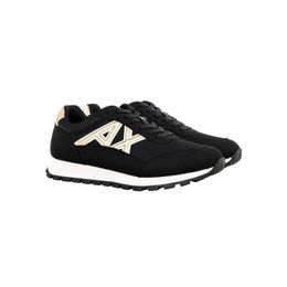 Sneaker Armani Exchange "Sneaker SNEAKER DROP MICROSUEDE+MESH+CALF PU", Herren, Gr. 43, schwarz (schwarz, gold), Obermaterial: 60% Polyester PES. 20% Polyamid PA. 20% Polyurethan PU. Futter: 100% Polyester PES. 100% Gummi rubber., Schuhe Sneaker