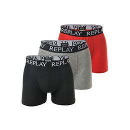 Boxershorts Replay "Boxershort 3er Pack", Herren, Gr. XL, bunt (schwarz, grau, rot), Obermaterial: 95% Baumwolle CO. 5% Elasthan EL., Unterhosen Boxershorts