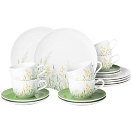 Geschirr-Set Seltmann Weiden "Kaffeeservice Liberty Meadow Grasses 18er Set gr&uuml;n", gr&uuml;n, 18, Porzellan, Geschirr-Sets, Geschirr-Set, Sp&uuml;lmaschinenfest, Mikrowellensicher, Ofenfest