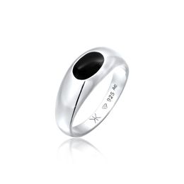 Siegelring Kuzzoi "Ring Siegelring Emaille Oval 925 Sterling Silber" Gr. 60, silber, Fingerringe, Herren, 60, ohne Stein, Silber 925 (Sterlingsilber), 9mm, Siegelring