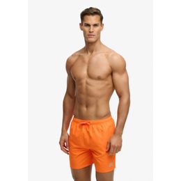 Badeshorts Superdry "ESSENTIAL 16 SWIM SHORT", Gr. S, N-Gr, orange sorbet, Web, Polyester, unifarben, Badehosen Badeshorts, Kunstfaser, relaxed fit