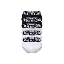 Slip REAL MADRID "Slip RM Men Briefs 5-Pack 5er Pack", Herren, Gr. M, bunt (schwarz, grau, wei&szlig;), Obermaterial: 95% Baumwolle CO. 5% Elasthan EL., Unterhosen Slip