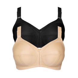 B&uuml;gelloser BH LISCA "2er Pack BH ohne B&uuml;gel Mirelas", Damen, Gr. 80, Cup C, bunt (schwarz beige), Obermaterial: 55% Polyamid PA. 25% Elasthan EL. 20% Baumwolle CO., BHs B&uuml;gelloser BH