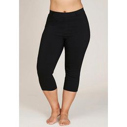 Caprileggings SANDGAARD, Damen, Gr. 46, N-Gr, schwarz, Web, Obermaterial: 70% Viskose, 25% Nylon, 5% Elasthan, unifarben, slim fit kniebedeckend, Hosen Caprileggings, Sommerhose mit Elasthan und Schlitz