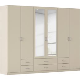 Kleiderschrank Rauch "Schrank Garderobe Ankleide GAMMA Breiten 91/136/181/226/271/315/360 cm", beige (champagner), griffe alu, B:271cm H:210cm T:54cm, Holzwerkstoff, Schr&auml;nke, Kleiderschrank, verschiedene Griff-Varianten, mit Spiegel TOPSELLER MADE IN GERMANY