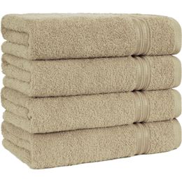 Handtuch Set HAMMETEX "4er Set Handt&uuml;cher 50x100 cm, 100% Baumwolle, Weich & Saugstark", beige, B:50cm L:100cm, Frottier, Baumwolle, Handt&uuml;cher, Handtuch Set, mit Bord&uuml;re, einfarbig, weich