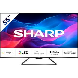 Sharp QLED-Fernseher "4T-C55GRx", Energieeffizienz: F, schwarz, 55 &Prime;, Fernseher, QLED-Fernseher