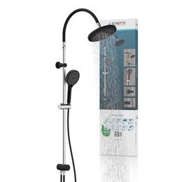 Sch&uuml;tte Duschsystem SCH&Uuml;TTE "MATAO RAIN", schwarz (schwarz, chromfarben), H:95cm, Edelstahl, Kunststoff, Brausegarnituren, Duschsystem, Regendusche ohne Armatur, Handbrause mit 3 Funktionen