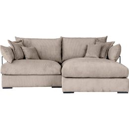 Ecksofa Home Affaire "Casa XXL L-Form, Breite 247 cm", taupe, B:247cm T:187cm, 100% Polyester, Sofas, Ecksofa, Mega-Sofa, Cord oder Chenille-Struktur w&auml;hlbar, mit Federkern