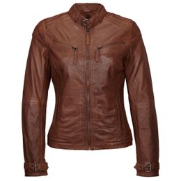 Lederjacke Mustang "Lederjacke Ryana", Damen, Gr. XL, rot (oxblood), Obermaterial: 100% Lammleder LEL. Futter: 100% Baumwolle CO., Jacken Lederjacke