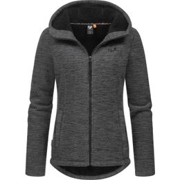 Kapuzensweatjacke Ragwear "Kapuzenstrickjacke Lyshka Melange", Damen, Gr. XXL, grau (dunkelgrau), Obermaterial: 56% Baumwolle CO. 44% Polyester PES. Futter: 100% Polyester PES., Sweatjacken Kapuzensweatjacke